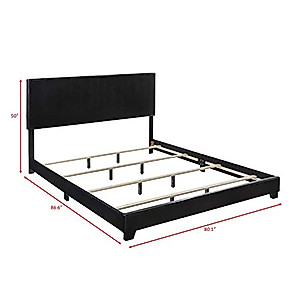 Crown Mark Erin Upholstered Panel Bed in Black, King