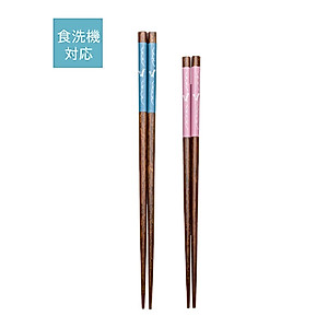 Asahi Kouyo W-1087 Chopsticks, Dishwasher Safe, 8.3 inches (21 cm), Wild Rabbit, Blue, Natural Wood, Made in Japan, 1 Pair