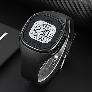 CakCity Mens Womens Digital Watch Black Waterproof Digital Watches for Women Stopwatch Wrist Watch Square Face Sport Watch for Unisex