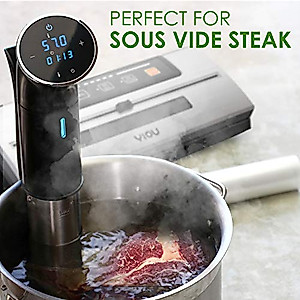 YIOU Vacuum Sealer Machine, Food Saver Vacuum Sealer Machine Build-in Cutter 80Kpa Vacuum Sealer for Food with Starter Kit Led Indicator Lights Dry Moist Mode Easy to Clean Food Vacuum Sealer, Silver