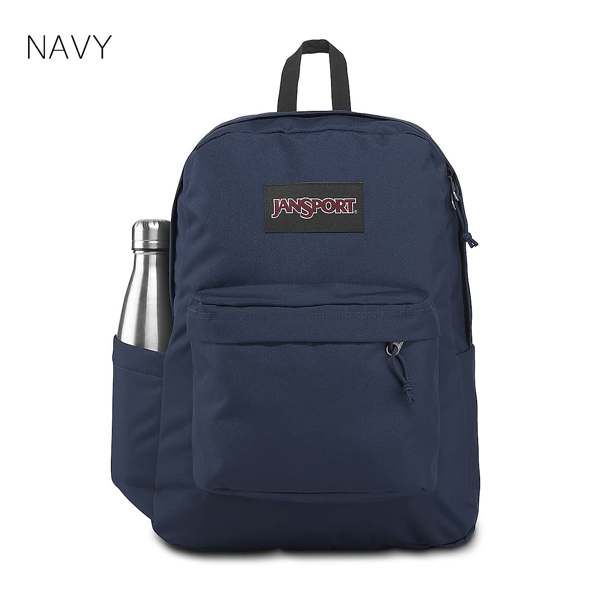 JanSport SuperBreak Plus Backpack with Padded 15-inch Laptop Sleeve and Integrated Bottle Pocket - Spacious and Durable Daypack for Work and Travel - Navy