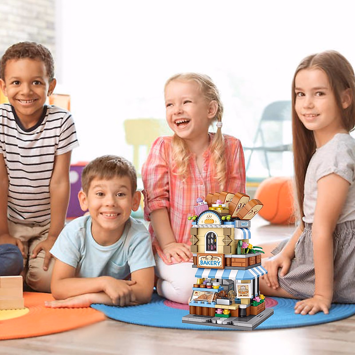 MEIEST Mini City Shop Street View Building Blocks Model Set,Creative DIY Simulation Architecture Collection Particle Construction Building Bricks Toy for Kids Adult Home Decor (Bakery)