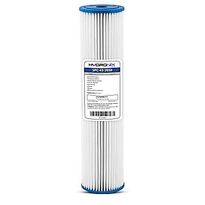 Hydronix SPC-45-2050 Pleated Water Filter Whole House Commercial Industrial Washable and Reusable 4.5" x 20" - 50 micron