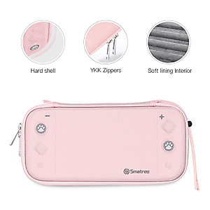 Smatree Hard Shell Carry Case for Nintendo Switch with 10 Game Cartridges, Protective storage Case for Travel（Pink）