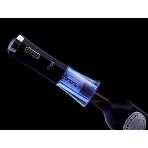 Ozeri Nouveaux II Electric Wine Opener in Black, with Foil Cutter, Wine Pourer and Stopper