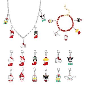 Hello Kitty and Friends Necklace, Bracelet, and 12 Sanrio Charms Advent Set - Official License Jewelry Advent
