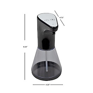 Home Basics Foaming 16 oz Compact Countertop Dispenser on 4 AA Batteries, Touchless, Splash-Proof, Automatic Liquid Soap Pump for Bathroom and Kitchen, Black