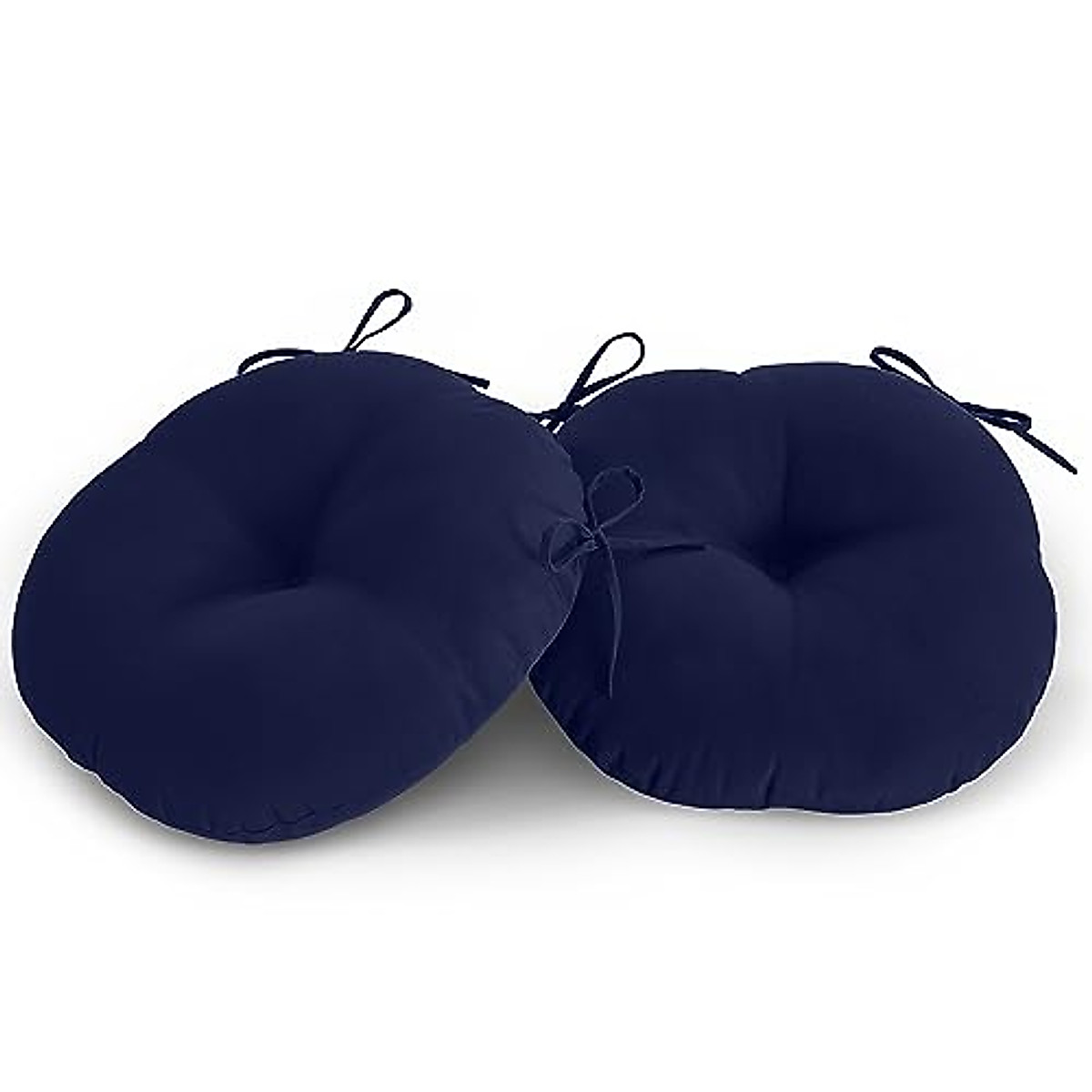 LOVTEX Bistro Chair Cushions Set of 2, Outdoor Round Chair Cushions 15 Inch, Waterproof Round Outdoor Cushions with Ties, Navy Blue Outdoor Chair Cushions for Patio Furniture