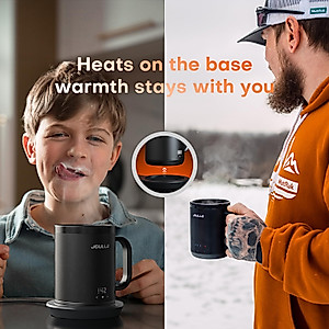 Coffee Mug Warmer Set for Desk, Electric Coffee Cup Warmer with Temperature Control & Self-Heating for Coffee, Beverage, Milk, Tea, LED Temp and Battery Level Display, 14oz (Cup Included)