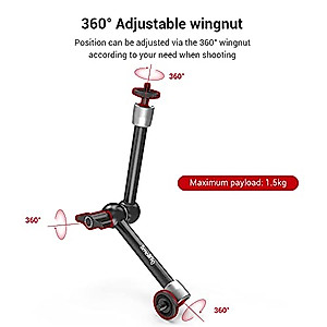 SmallRig Clamp w/ 1/4" and 3/8" Thread and 9.8 Inches Adjustable Friction Power Articulating Magic Arm with 1/4" Thread Screw for LCD Monitor/LED Lights - KBUM2732B