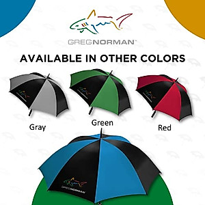 GREG NORMAN 60 Inch Golf Umbrella, Manual Compact, Fiberglass, Lightweight, and Wind Resistant Folding Umbrella for Travel and Rain, Black/Blue (MS30-GN-BLK/BLU)