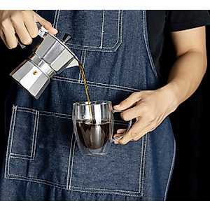 MEWAY 12oz/6 pack Coffee Mugs,Clear Glass Double Wall Cup with handle for Coffee, Tea, Latte, Cappuccino (12 oz，6)