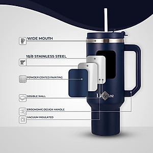 Liveaze 40 OZ/1200 ML Stainless Steel Vacuum Insulated Tumbler With 2 In 1 Lid, Straw & Brush | For Hot & Cold Drinks (Water, Coffee, Iced Tea, Smoothies & Other Drinks) Cupholder Friendly