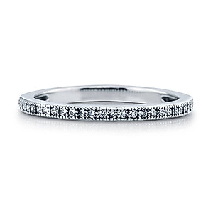 BERRICLE Sterling Silver Wedding Rings Micro Pave Set Cubic Zirconia CZ Half Eternity Ring for Women, Rhodium Plated Size 7