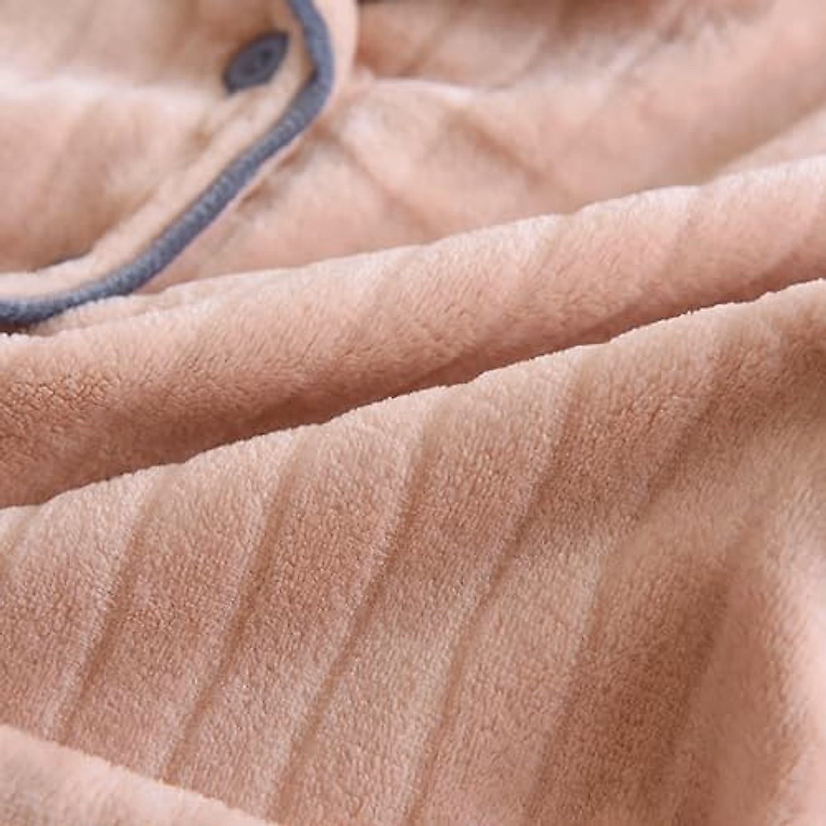 Dadatutu Women's Solid Cable Fleece Pajamas Sets Lapel Sleepwear Pocket Loose Long Sleeve Button Shirt Trousers Pajama Set