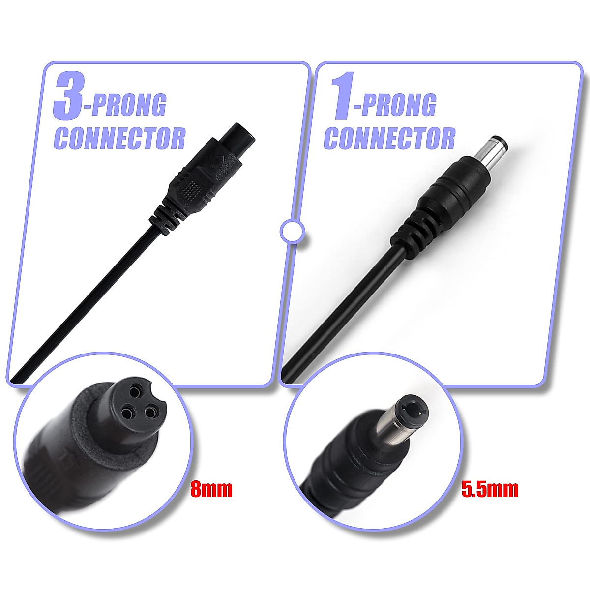 Gocpssg 29.4V 2A Charger for 25.2V 25.9V 25.6V 24v Lithium Battery 2 Plugs 1 Prong 5.5mm DC Plug and 8mm 3 Prong Connector