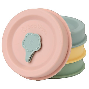 EcoWave Silicone Mason Jar Lids With Straw Hole & Stopper Plug - One Lid Fit Both: Regular Mouth (Push-On) & Wide Mouth (Push-Down) - Mason Jar Drinking & Storage Top, Vegan, Plastic-free, BPA-free