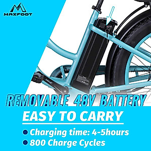 NF NIGHTFIRE Electric Bike for Adult, 750W Electric City Bicycle Up to 45-55 Miles, Removable Battery, 7 Speed, 26" Fat Tire Ebike for Womens Bicycle (Blue-11)