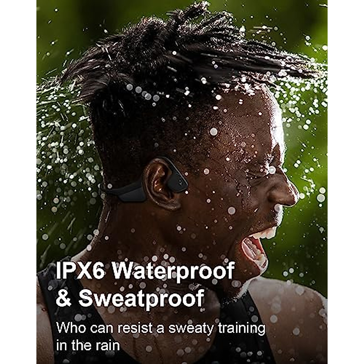 MALEROADS Bone Conduction Headphones, IPX6 Waterproof Open Ear Headphones 14H Playtime Bone Conduction Bluetooth 5.3 Wireless Earbuds Sport Headphones with Mic Sweatproof Headset for Running, Cycling