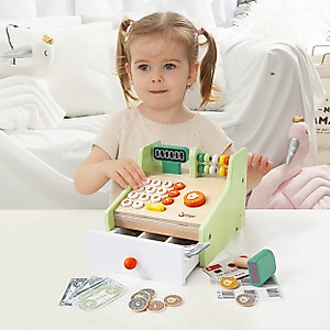 Classic World Cash Register Wooden Pretend Play Counting Toy for Kids Baby Gift