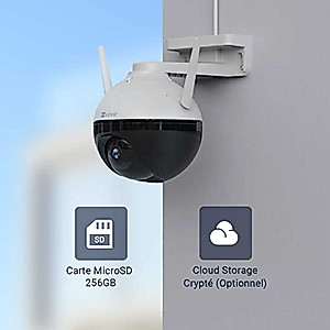 EZVIZ Outdoor Camera Pan/Tilt/Zoom, 360° Visual Coverage, 1080P WiFi Security Cam, IP65 Waterproof, Color Night Vision, AI-Powered Person Detection, Support MicroSD Card up to 256GB | C8C