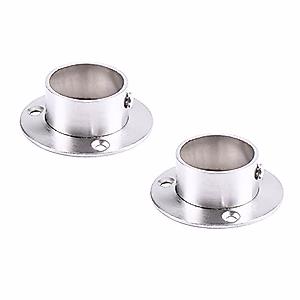 NELXULAS Stainless Steel Heavy Duty Closet Rod Holder,Shower Curtain Rod End Supports Socket,Flange Rod Holder Closet Pole,Adjustable Tightness easy installation (2 INCH, Silver)