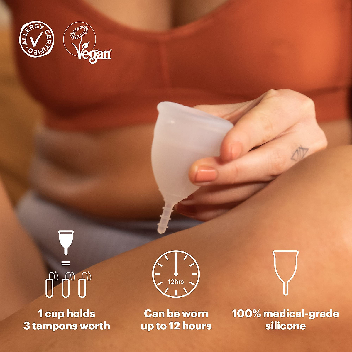 AllMatters OrganiCup Menstrual Cup - Size Mini - Eco-Friendly, Reusable Period Solution - Superior to Pads & Tampons - Suitable for Light to Heavy Flow