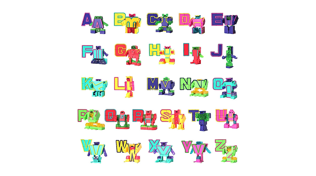 26 Pieces Alphabet Shaped Robots, Alphabots, ABC Letter Blocks for Kids ...