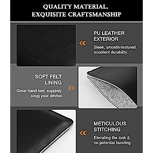 MoKo Laptop Sleeve Compatible with 13.3 MacBook Air Pro, iPad Air/Pro 13 inch, Surface Pro 9/8, PU Leather Notebook Briefcase Carrying Bag Slim Stylish Case Pouch, Black