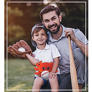 DolliBu Big-Eye Red Crab Stuffed Animal with Baseball Plush - Soft Huggable Crab, Adorable Plush Toy, Personalized Soft Plush Doll Animal Toy for Kids and Adults - 6 Inch