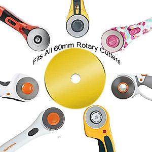 Rotary Cutter Blades,60mm Replacement Blades,Fits Fiskars,OLFA,Martelli,Dremel,Truecut,DAFA,Fabric Cutting Blades Refill for Quilting Scrapbooking Sewing Arts &Crafts,SKS-7,Titanium Plating (5pcs)