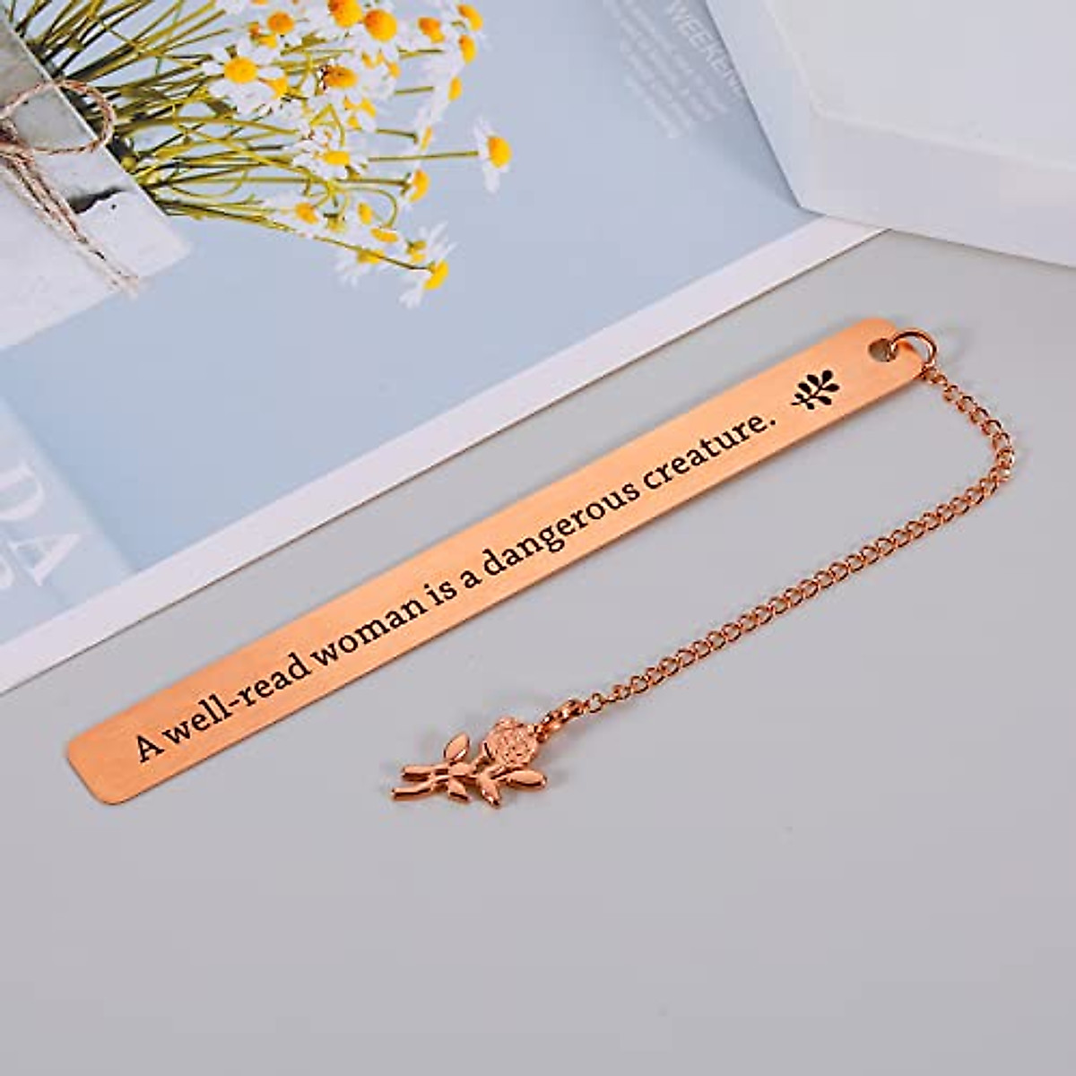 Bookmark Gift for Woman Book Lovers Inspirational Graduation Birthday Valentine Gift for Female Friends Wife Teen Girls Daughter Mom Teacher Christmas Bookmark Gift for Coworker Boss Lady Rose Gold