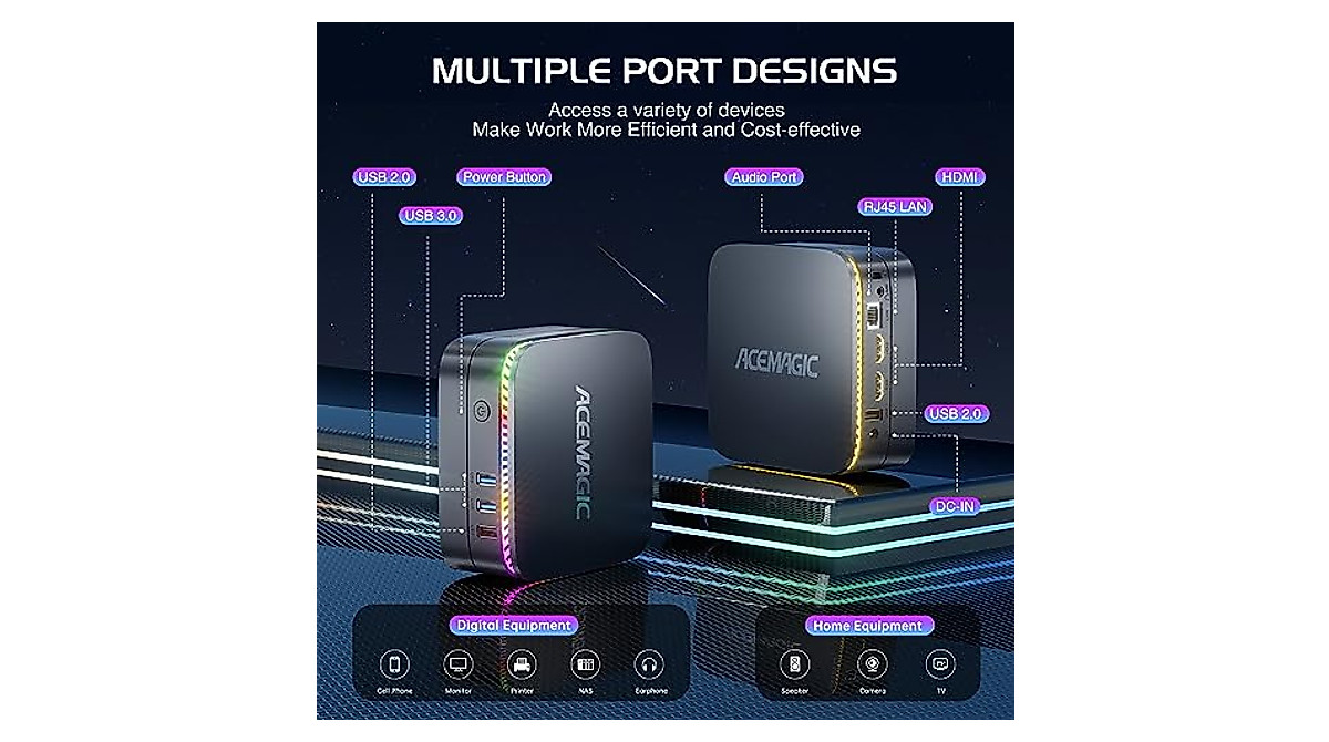 Mini PC RGB AK1 Plus, Intel N95(up to 3.4GHz) 12th Gen Processor Mini ...