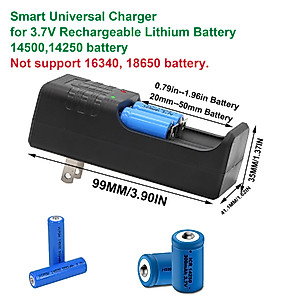 Rechargeable 3.7V 14250 Battery with Charger, 4 Pack Lithium Ion 1/2 AA Size Batteries Can Replace 3.6 Volt LS 14250, ER14250, 3v CR14250 Battery for Laser