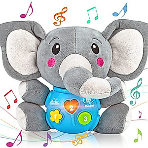 Aitbay Plush Elephant Music Baby Toys 0 3 6 9 12 Months, Cute Stuffed Aminal Light Up Baby Toys Newborn Baby Musical Toys for Infant Babies Boys & Girls Toddlers 0 to 36 Months