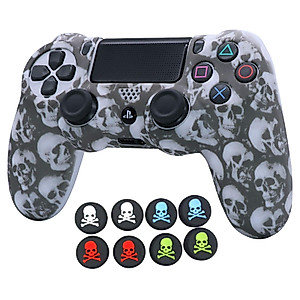 RALAN Controller Silicone Cover for PS4, Skull Silicone Gel Controller Skins Protector Compatible for PS4 Controller (Skull Thumb Grip x 8).