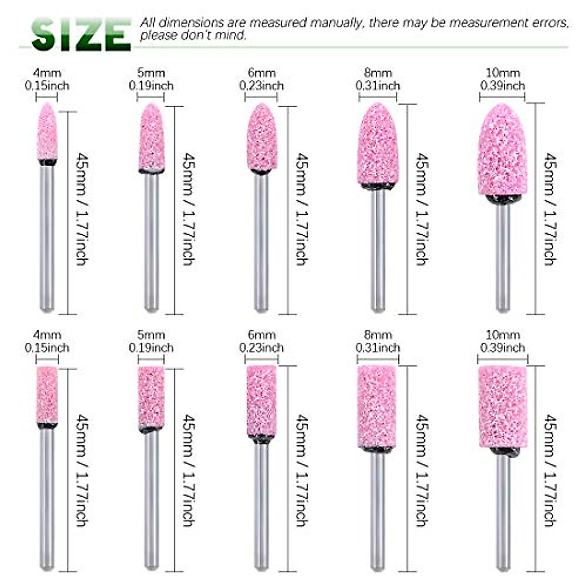 Keadic 100Pcs Electric Polishing Buffing Wheels Grinding Bits Set Shank Wool | Sesame | Rubber | Jade | Cowhide Abrasive Rotary Tools - 1/8 Inch Shank