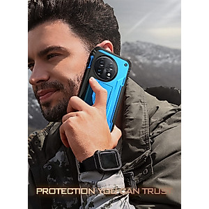Poetic Revolution Case for OnePlus 11 5G 6.7"(2023), [20 FT Mil-Grade Drop Tested], Full-Body Rugged Dual-Layer Shockproof Protective Cover with Kickstand and Built-in-Screen Protector, Light Blue