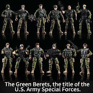 Army Men Action Figures Set, Include 12 Toy Soldiers with Digital Camo and Millitary Weapons-US Army Special Forces Group Toys for Kids Boys, Best Age 4-7 Year Old
