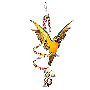 Bvanki Bird Rope Toys,49 inch Long Parrot Bungees Rope Toys, Large Medium and Small Parrot Toys Spiral Standing Toys (Medium 49 Inch)
