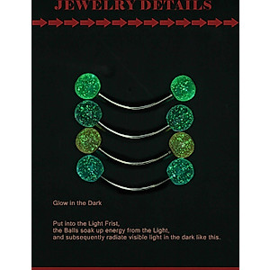 Prjndjw 16G Eyebrow Rings Surgical Steel Eyebrow Piercing Opal Glow in The Dark Cartilage Rook Daith Tragus Earrings Navel Belly Lip Curved Barbell Body Jewelry 5/16in(8mm) 12PCS 3mm