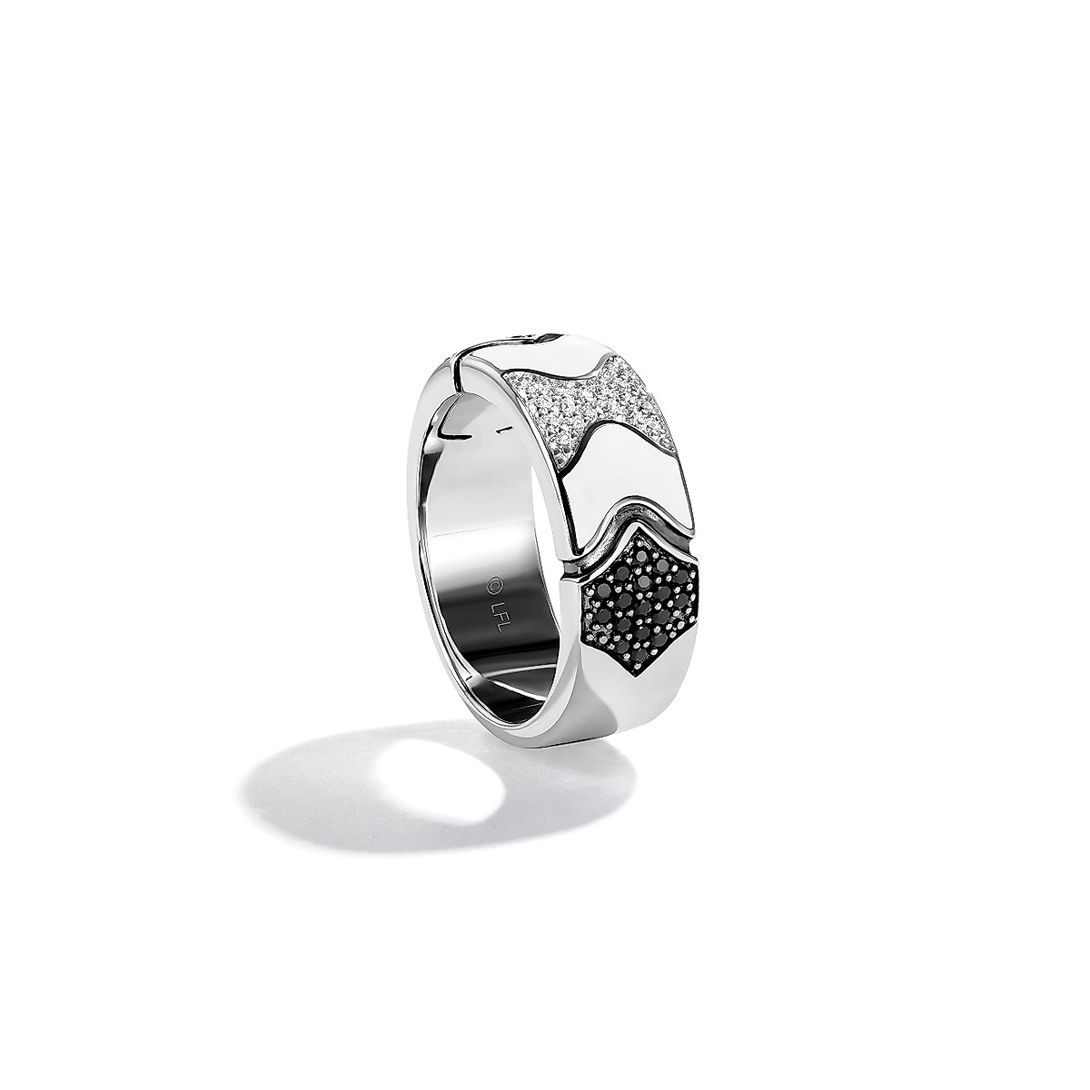 Jewelili Star Wars™ Fine Jewelry The Stormtrooper Women's Ring 1/2 Ct.Tw. Black and White Diamonds and Ceramic Silver
