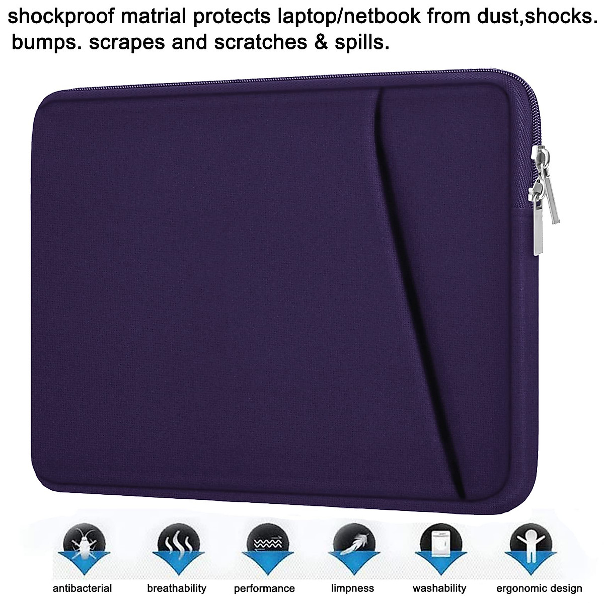 Laptop Sleeve Case 15.6 inch, Shockproof Protective Cover, Handbags Portable Laptop Bag for 15.6 inch HP Dell Asus Lenovo Notebook Computer Case with Front Pocket, Purple