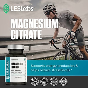 LES Labs Magnesium Citrate – Stress Relief, Restful Sleep, Heart Health, Metabolism, Nerve & Muscle Function – 750mg – Non-GMO Supplement – 120 Capsules