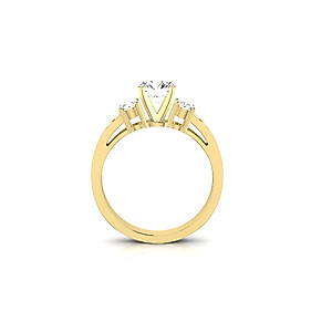 14K Yellow Gold 1.1 CTW Round Cut Channel Set 3 Three Stone Diamond Engagement Ring, H-I Color I2 Clarity 0.5 Ct Center
