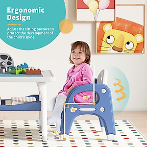 Toddler Table and Chair Set, Kids Table and Chairs with Storage Space and 2 Chairs, Toddler Chair and Table Set for 1-6, Toddler Table and Chairs for Playroom, Bedroom, Kindergarten, Nursery (Blue)