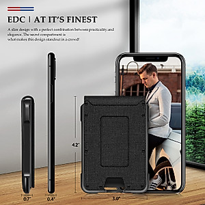 MURADIN Mens Wallet Tactical Bifold Wallets for Men Metal RFID Blocking Aluminum Money Cards Holder Gifts for Men (Black PU)