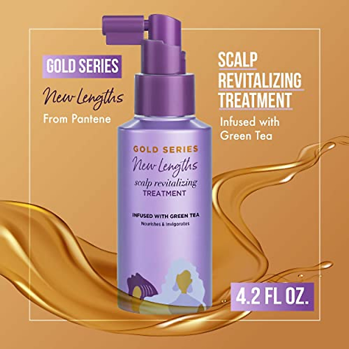 Pantene Gold Series New Lengths Scalp Revitalizing Treatment, 4.2 Fl Oz �� Scalp Treatment Infused with Green Tea, Moisturizes, Strengthens and Protects from the Root for Visibly Longer Hair