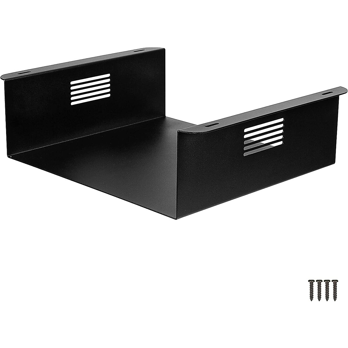 Ilyapa Under Desk CPU Mount, Steel Under Desk Computer Mount Vented Sides, Under Desk PC Mount, PC Wall Mount, Under Desk Laptop Mount Stand, Under Desk Mount Shelf for Storage Office Desk, 4x12x11