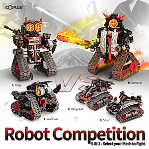 Coplus 5 in 1 STEM Robot Building Kit, APP & Remote Control Samurai/Ninja Go Blocks 419 Pcs, RC Toy for Kids Science Learning, DIY Educational Gift Set for Age 6 7 8 9 10 11 12+ Boys & Girls